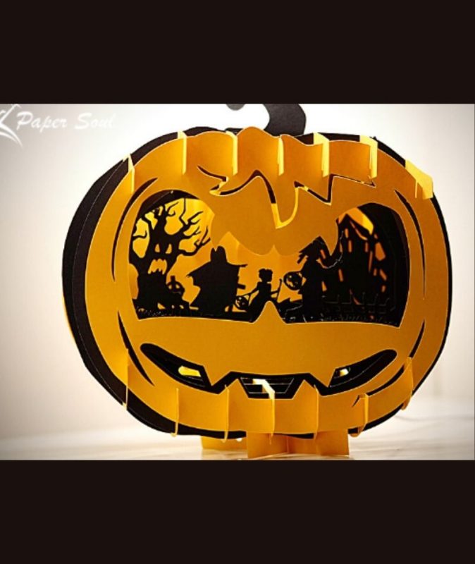 Pumpkin paper lantern template | Jack o lantern paper craft | Paper ...