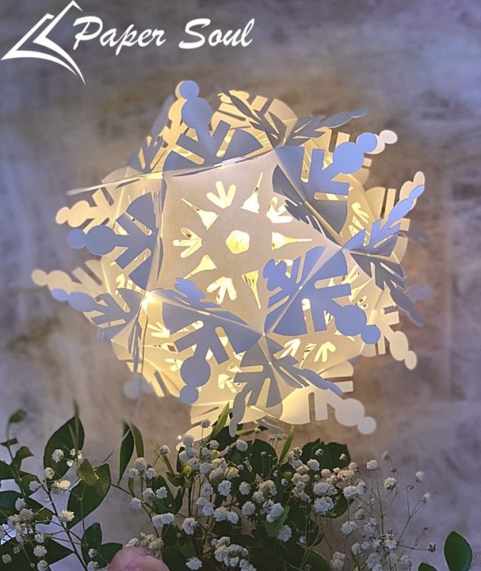 Christmas lantern craft template | Snowflake paper lantern DIY